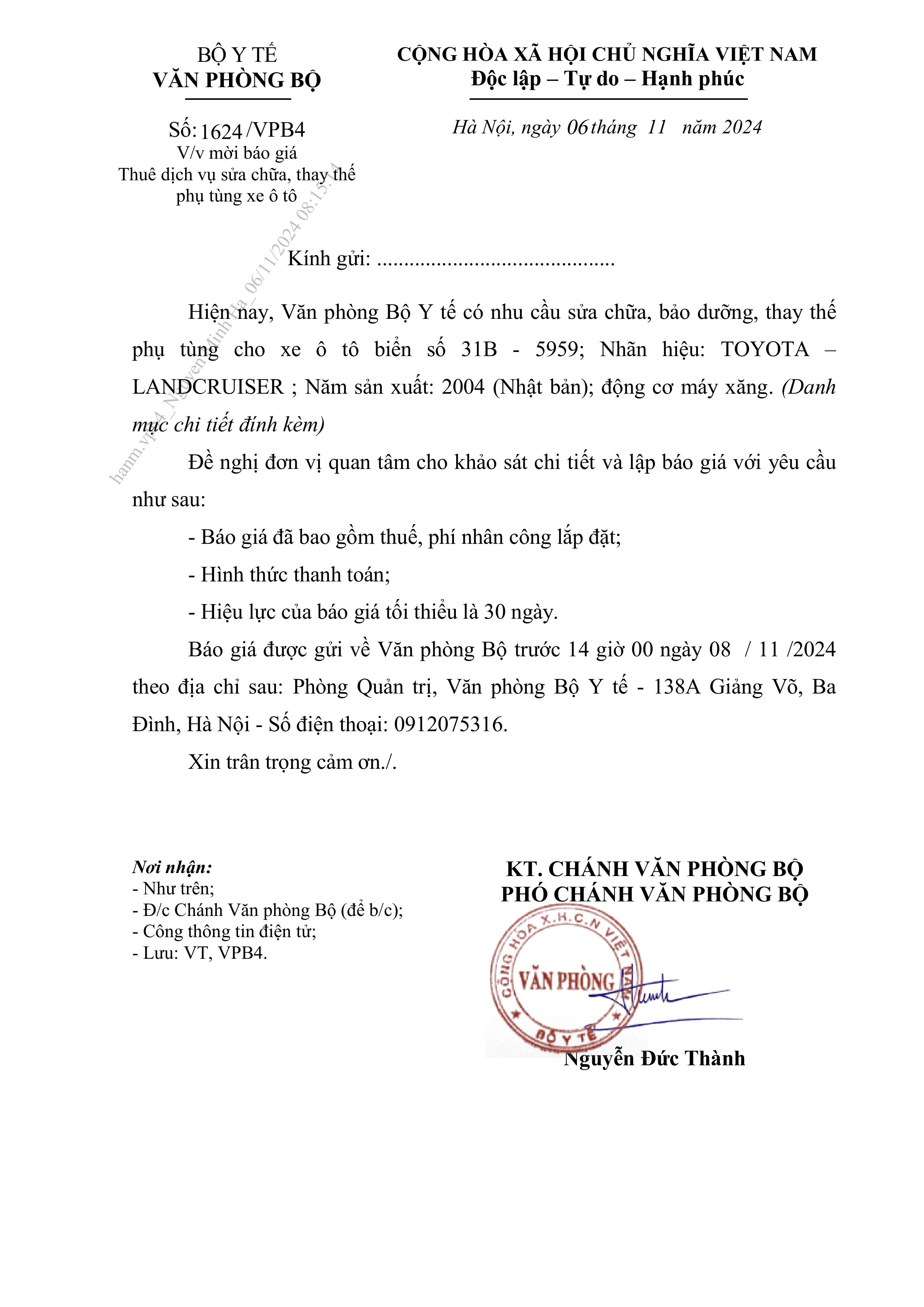 Mời báo giá Thuê dịch vụ sửa chữa, thay thế phụ tùng xe ô tô - Tin liên quan - Cổng thông tin Bộ ...
